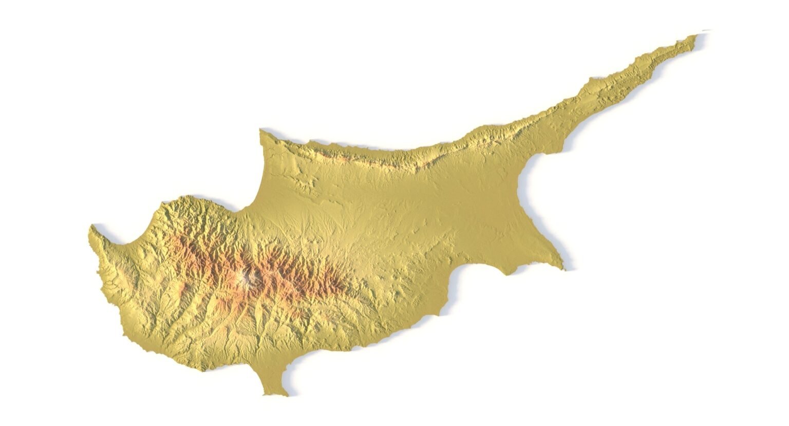 Cyprus Topographic Map – STL Model for 3D Printing & CNC