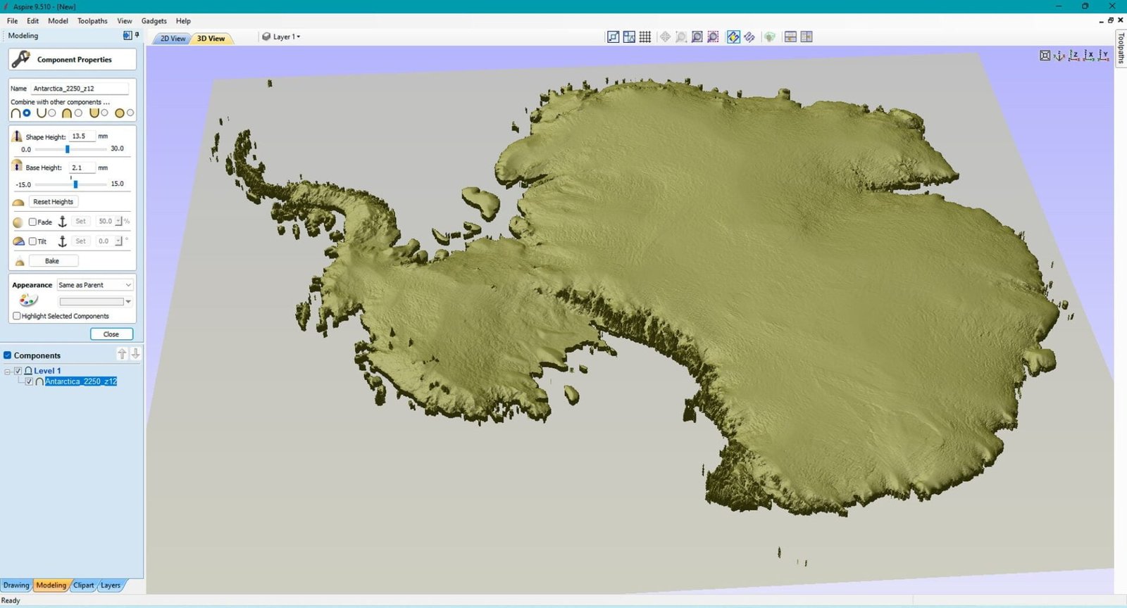 Antarctica 3D Model STL – Topographic Map for 3D Printing & CNC