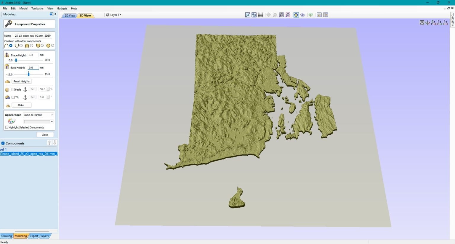 State of Rhode Island terrain 3D Print model | 3D Models and 3D Maps