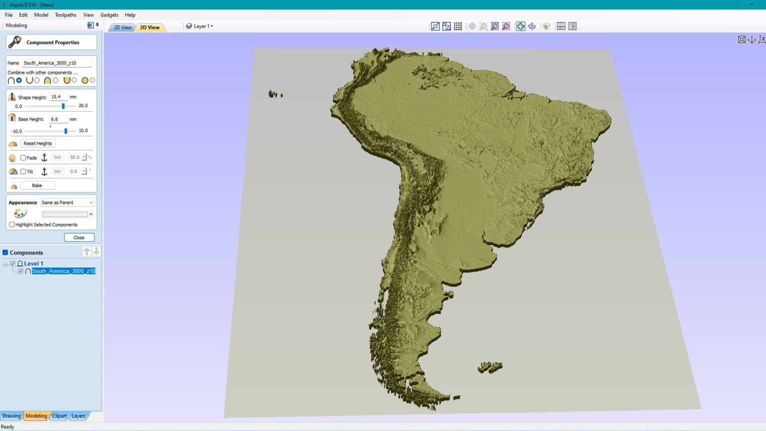 South America terrain 3D Print model | 3D Models and 3D Maps