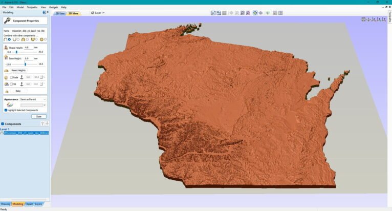 State of Wisconsin terrain 3D Print model | 3D Models and 3D Maps