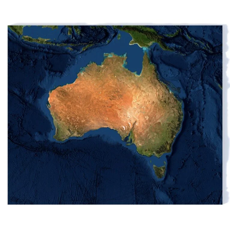 Australia without water 3D model | Custom 3D Models and 3D Maps