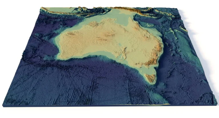 Australia without water 3D model | Custom 3D Models and 3D Maps