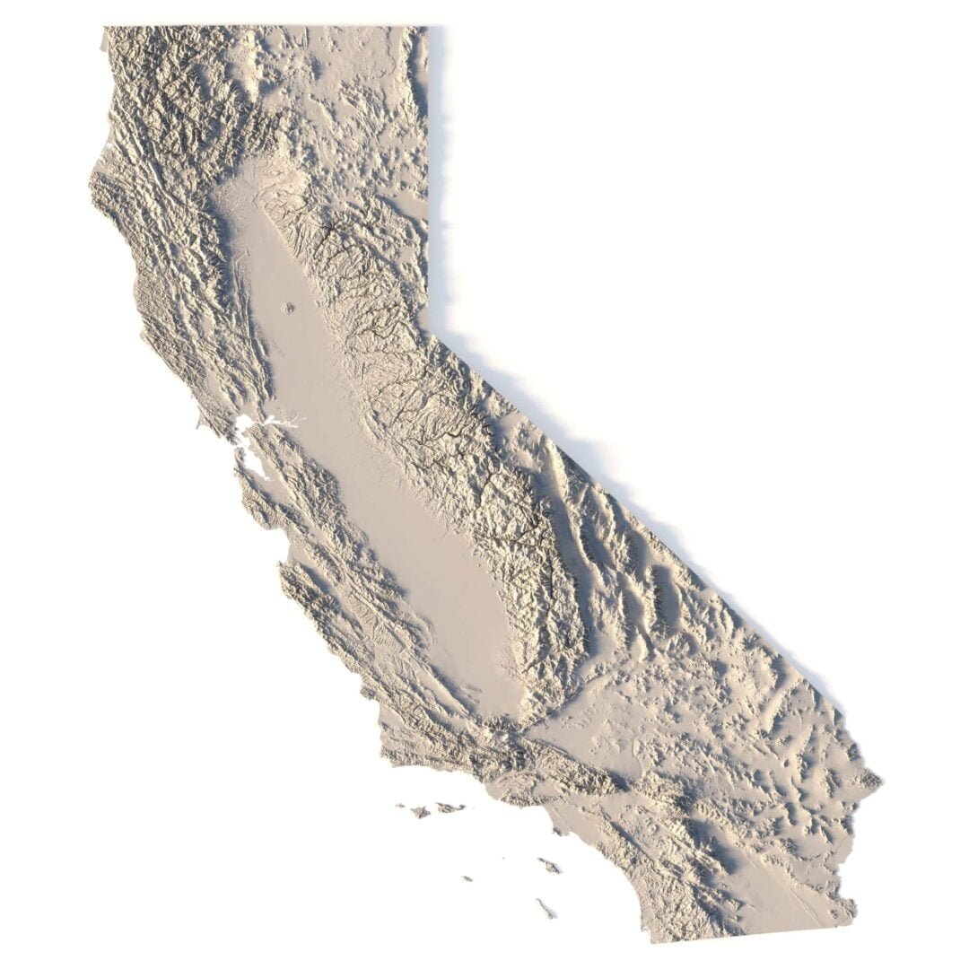 State of California terrain 3D Print model | 3D Models and 3D Maps