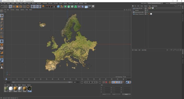 3D Model of Europe (C4D, OBJ) — High-Res Relief & Textures