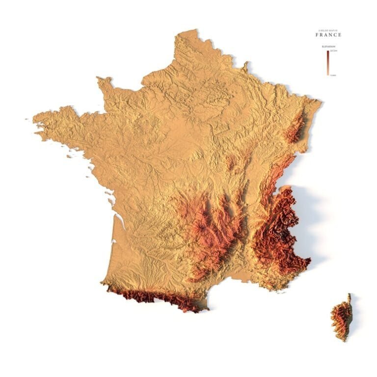 Relief map of France | 3D Models and 3D Maps