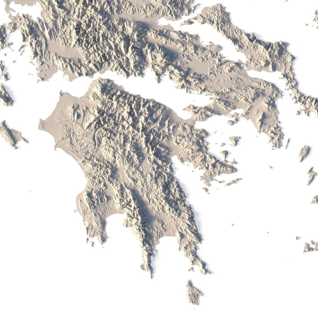 Relief map of Greece 3D Print model | 3D Models and 3D Maps