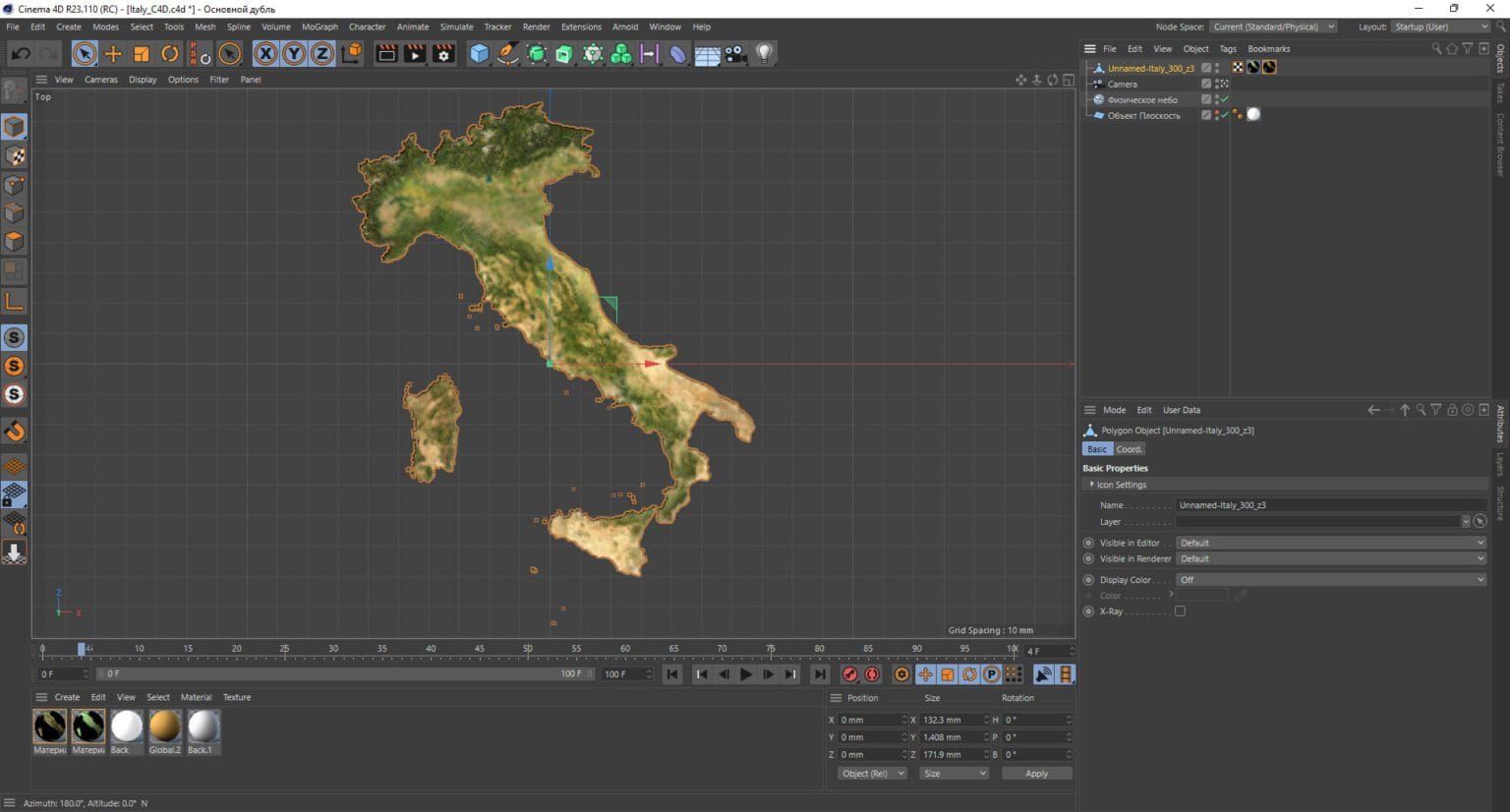 Italy 3D Terrain Model – C4D/OBJ with Satellite Texture and LODs