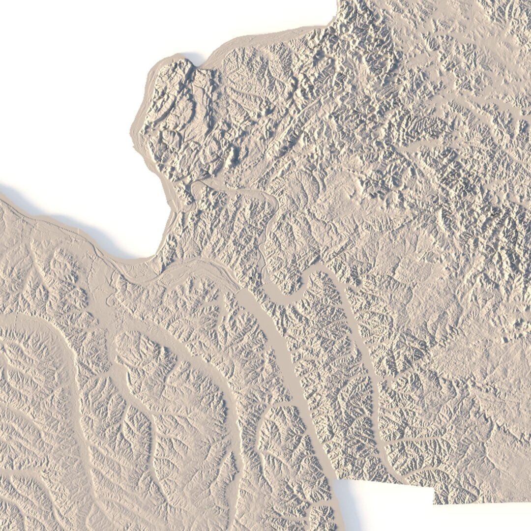 State of Kentucky terrain 3D Print model | 3D Models and 3D Maps