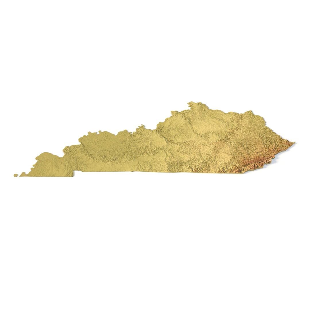 State of Kentucky terrain 3D Print model | 3D Models and 3D Maps