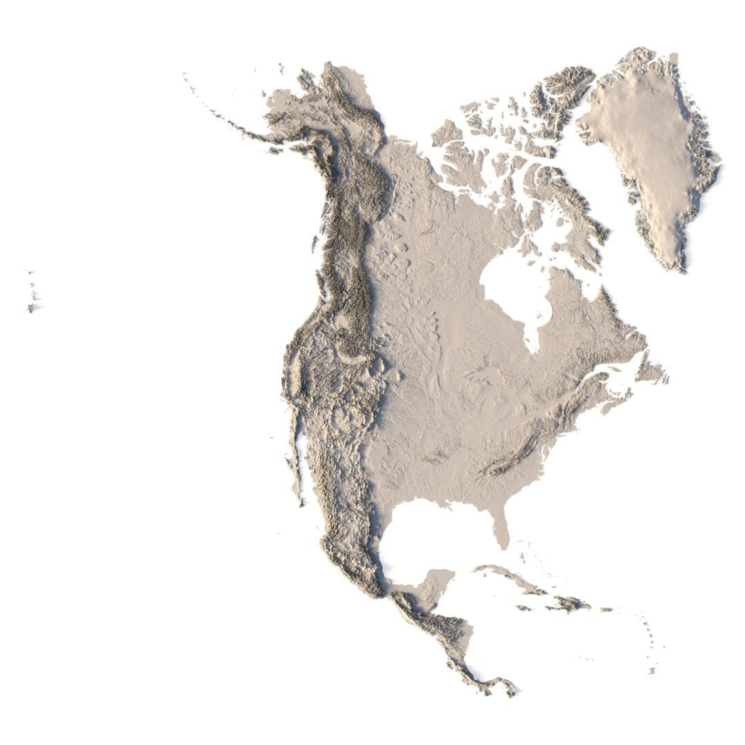 Continents 3D STL Models for 3D Printing & CNC | Topographic Maps