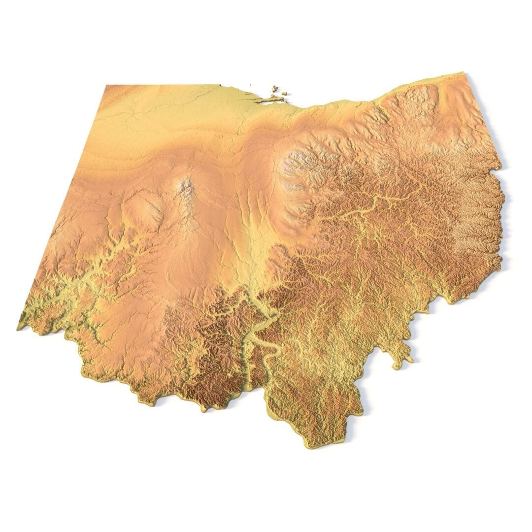 State of Ohio terrain 3D Print model | 3D Models and 3D Maps