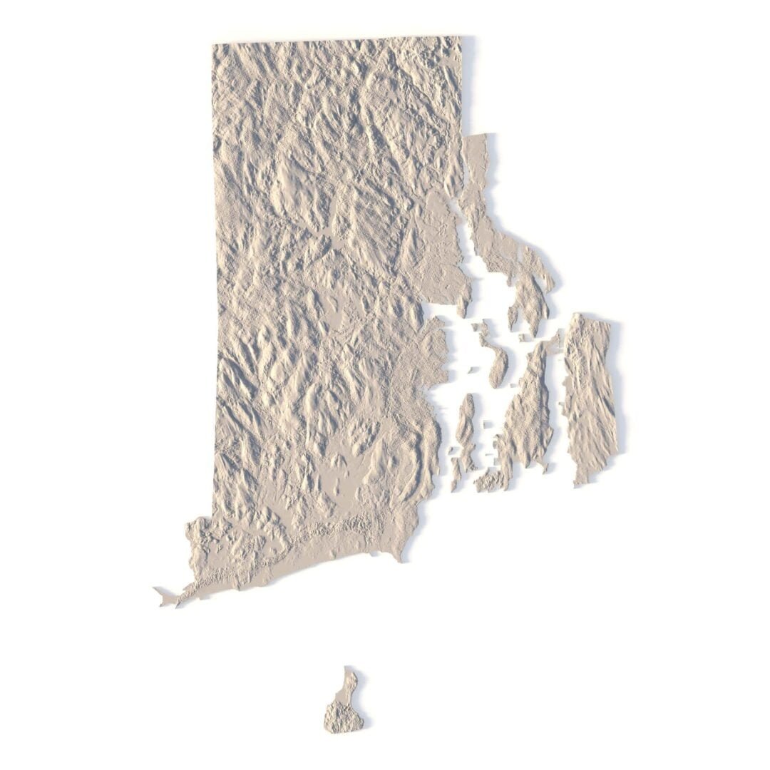 State of Rhode Island terrain 3D Print model | 3D Models and 3D Maps