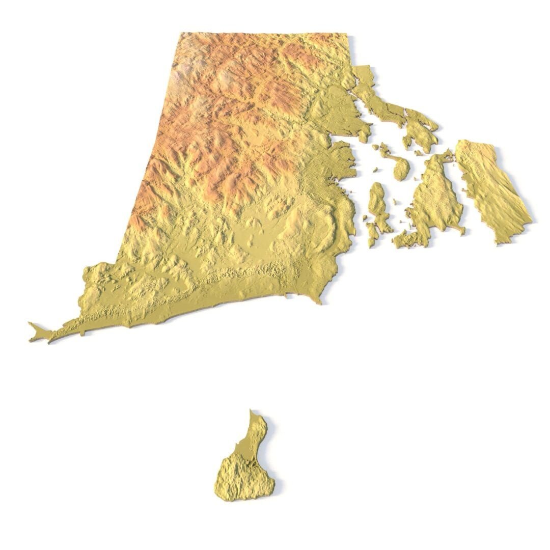 State of Rhode Island terrain 3D Print model | 3D Models and 3D Maps