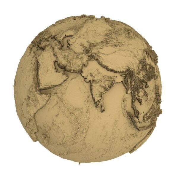 3D Printed Earth STL – Exaggerated Relief Topography Model