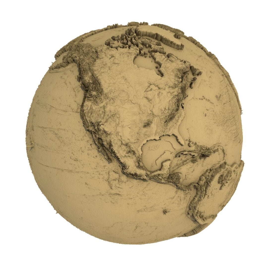 3D Printed Earth STL – Exaggerated Relief Topography Model