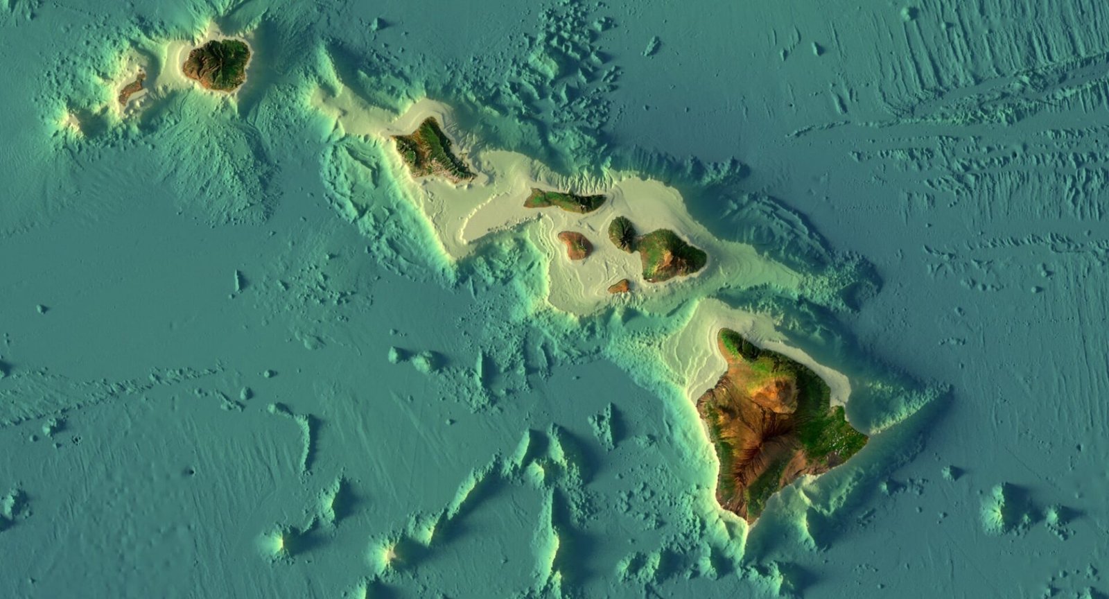 Hawaii 3D relief without water | 3D Models and 3D Maps