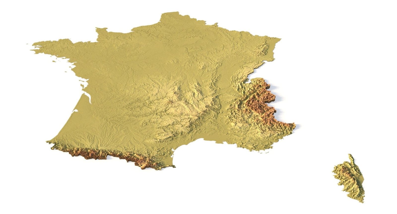 France 3D model of the terrain | 3D Models and 3D Maps of France relief