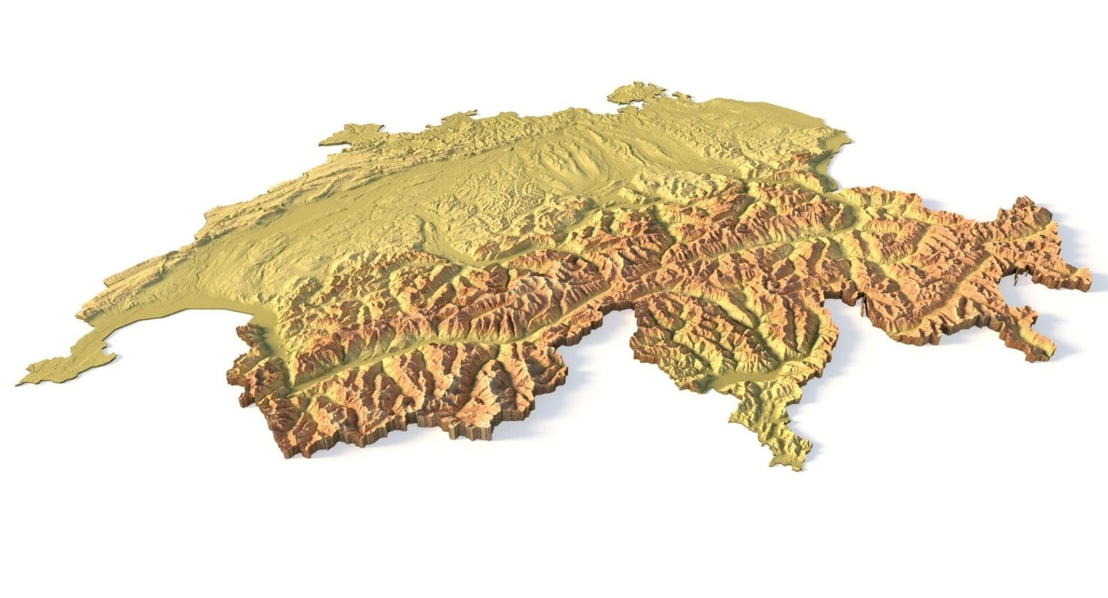 Switzerland 3D model of the terrain | Custom 3D Models and 3D Maps