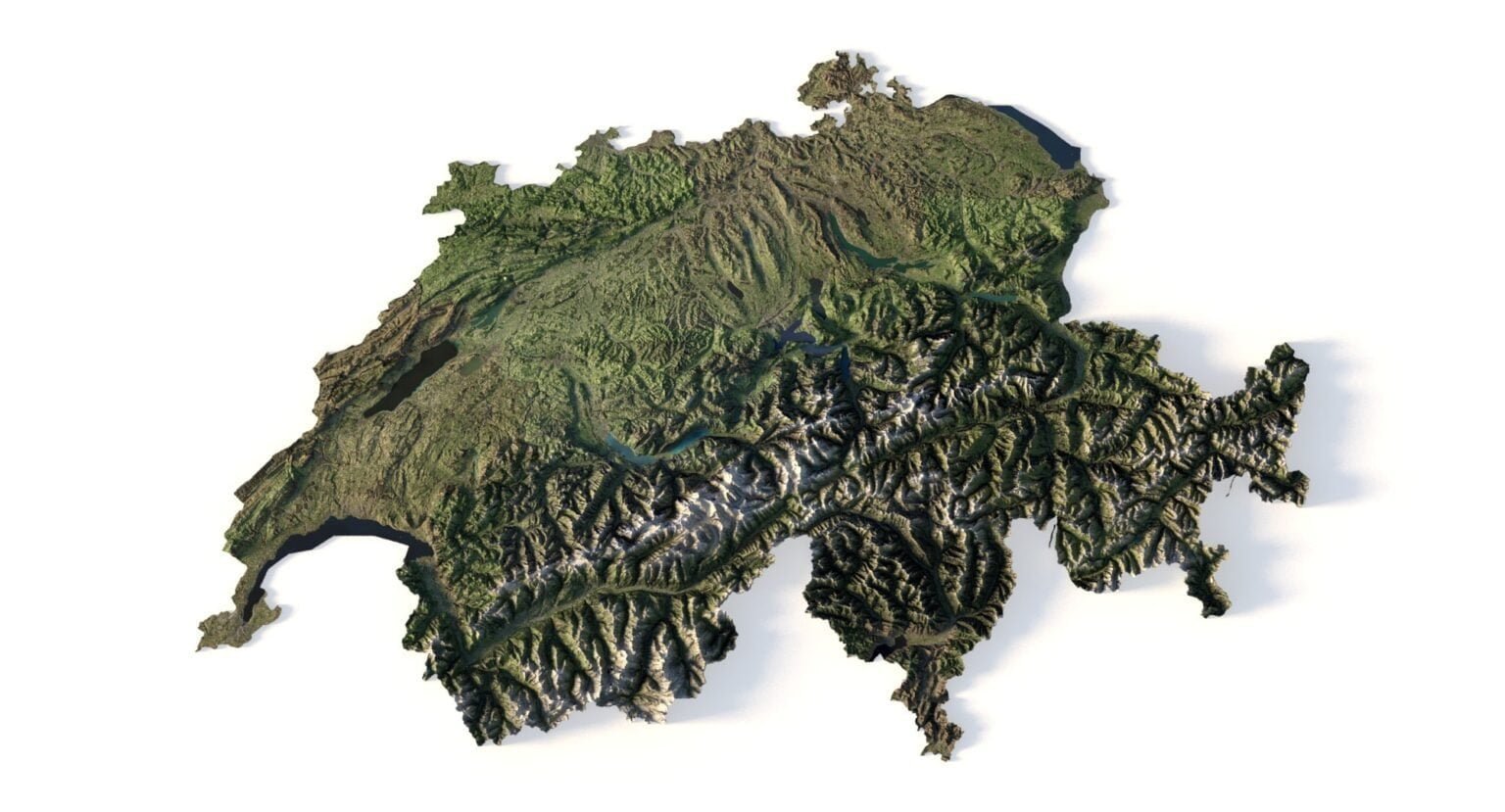 Switzerland 3D model of the terrain | Custom 3D Models and 3D Maps