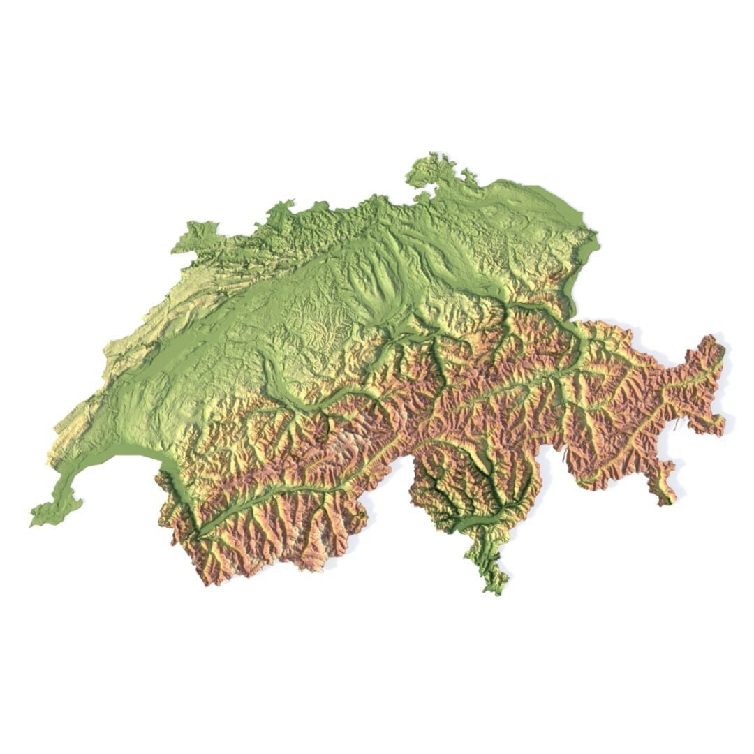 Buy high-quality Switzerland 3D Model Terrain for 3D Design and Art