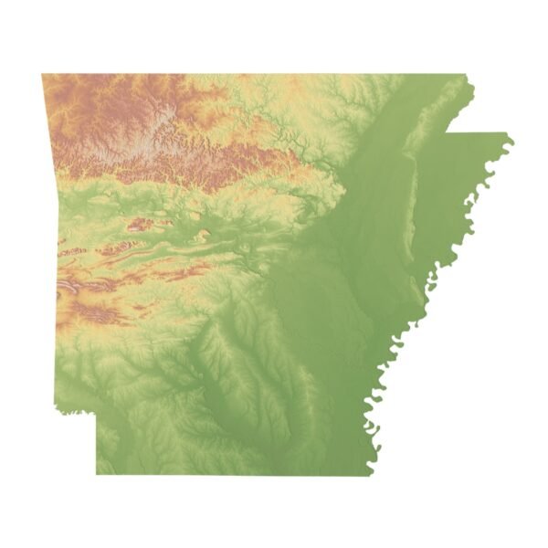 Buy Arkansas State 3D Model Terrain Map for 3D Design and Art