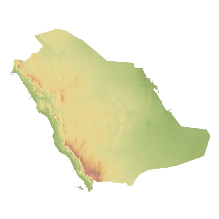 Saudi Arabia 3D Model Terrain Map for 3D Design and Art