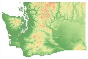 Buy Washington State 3D Model Terrain Map for 3D Design and Art