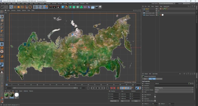 Russia 3D Model Terrain Map for 3D Design and Art. Buy 3D Maps