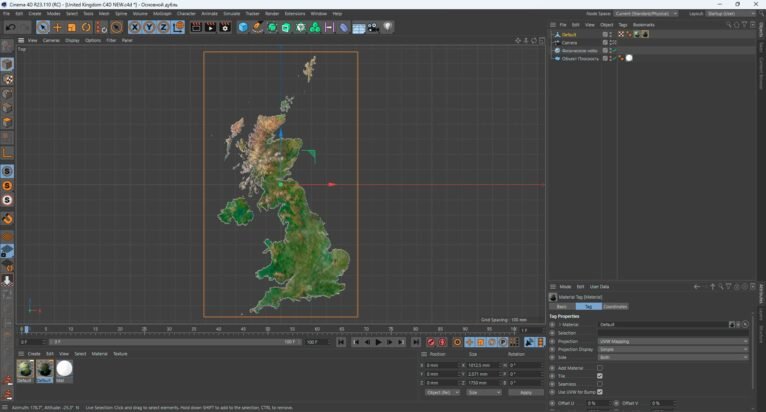 United Kingdom 3D Model Terrain Map for 3D Design and Art.