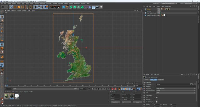 United Kingdom 3D Model Terrain Map for 3D Design and Art.