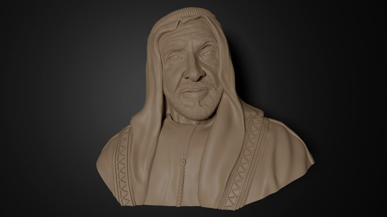 Sheikh Zayed 3D Model: Sculpture for 3D Printing and Milling