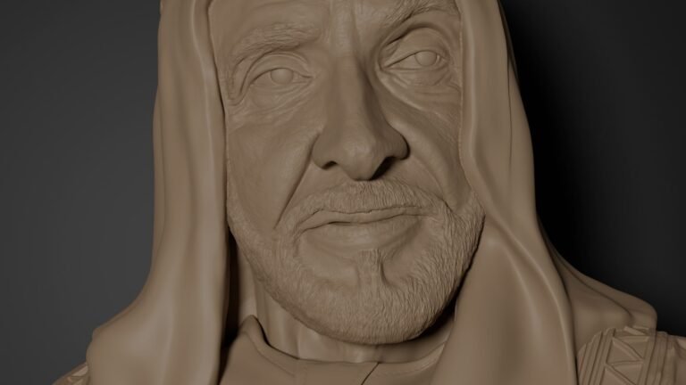 Sheikh Zayed 3D Model: Sculpture for 3D Printing and Milling
