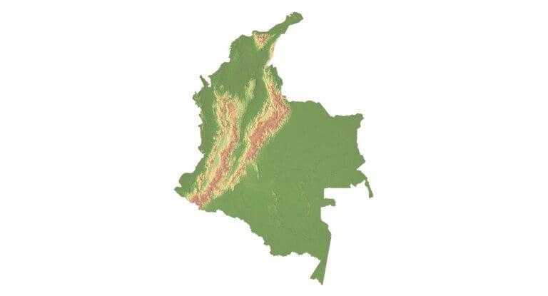 Colombia 3D Model Terrain Map for 3D Design and Art. Download