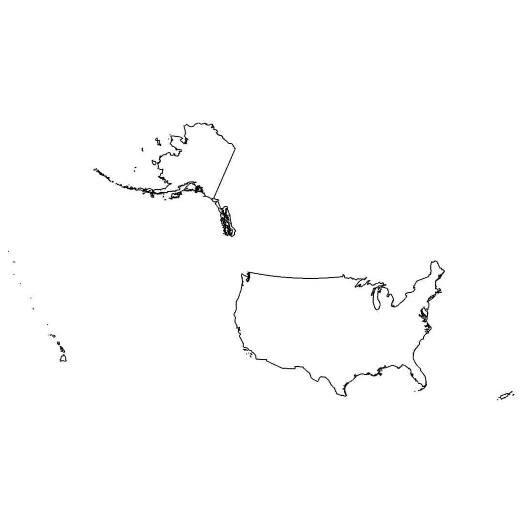 Outline Map of USA - High-Quality Vector and Raster Maps