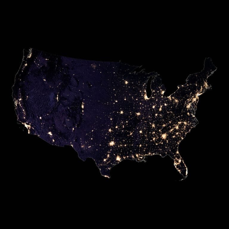 United States Night Satellite Map - High-Resolution Nighttime Satellite ...