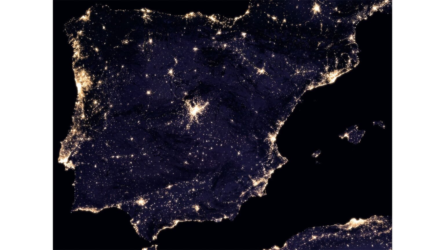 High-Resolution Spain Night Satellite Map | Stunning Night View
