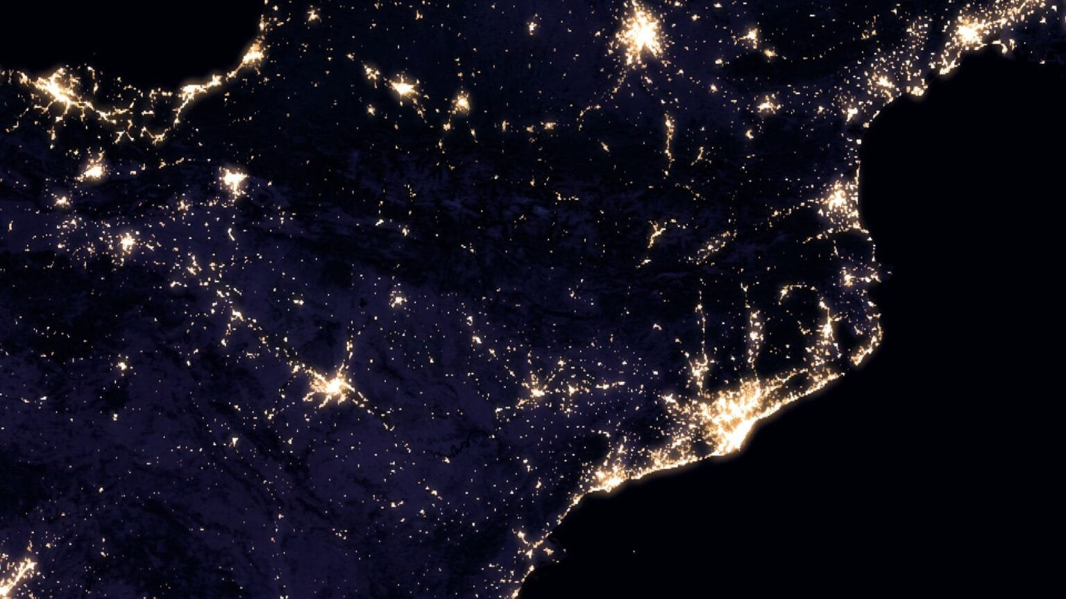 High-Resolution Spain Night Satellite Map | Stunning Night View