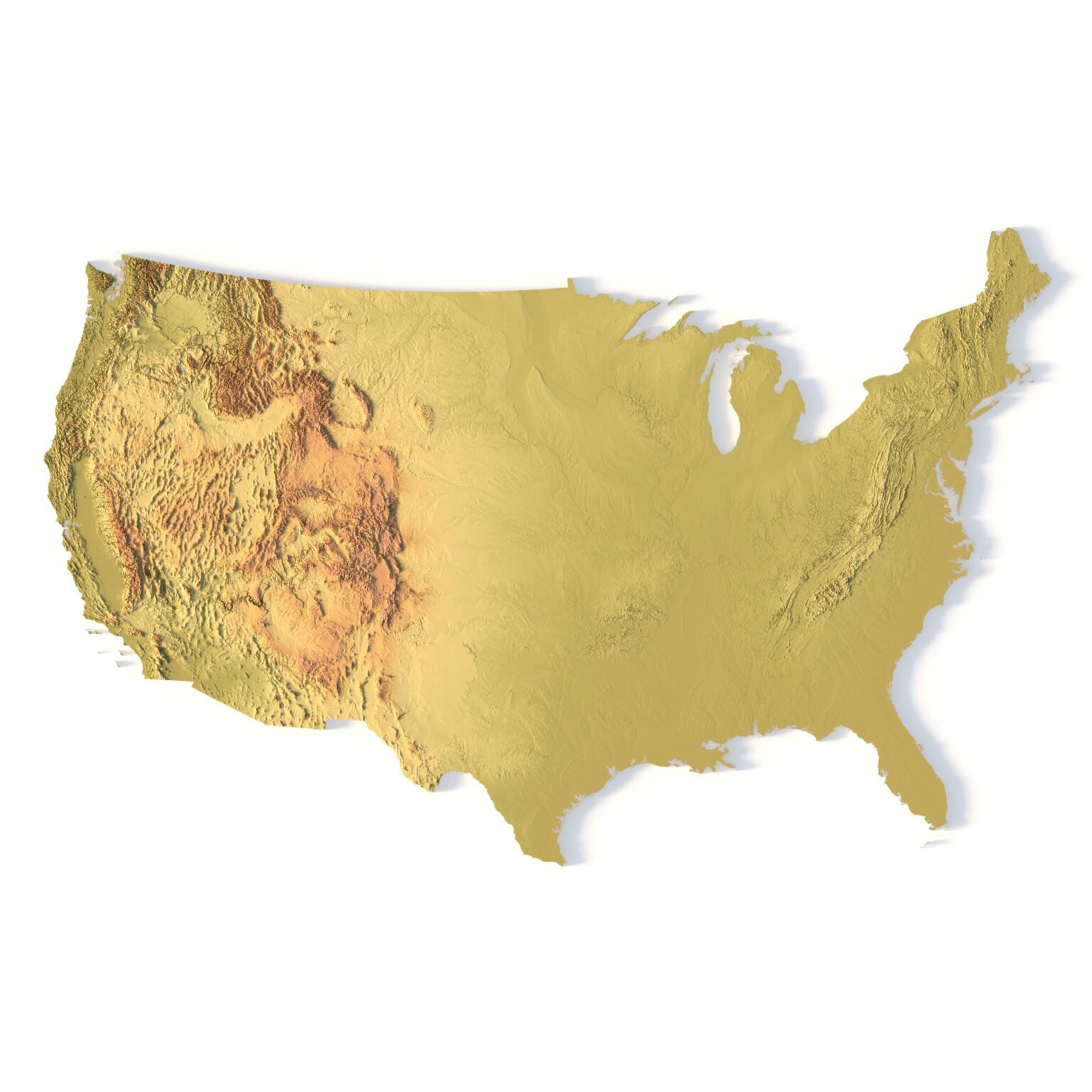 USA 48 States Topographic Map – 3D Model for 3D Printing & CNC