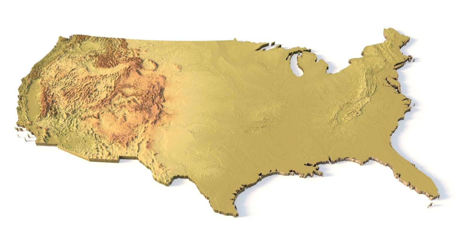 USA 48 States Topographic Map – 3D Model for 3D Printing & CNC