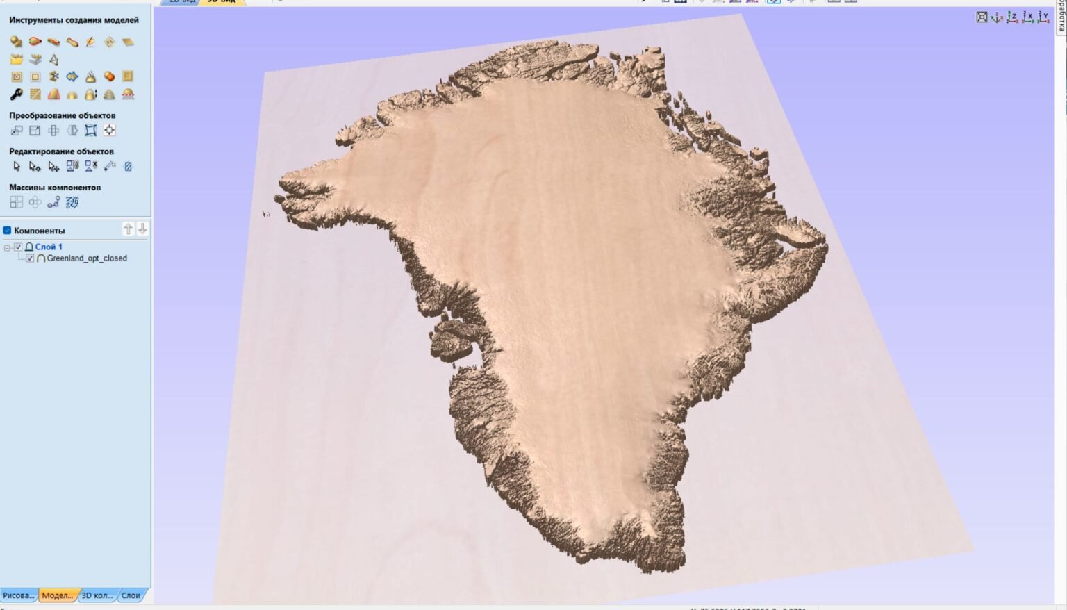 Greenland Topographic Map – STL Model for 3D Printing & CNC